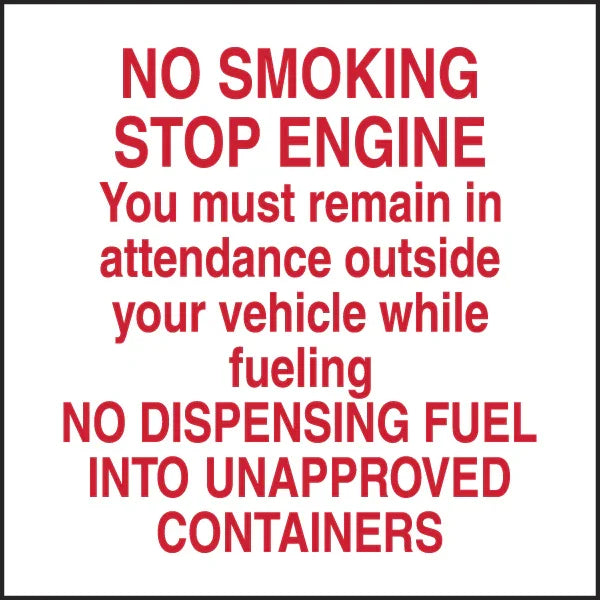 No Smoking Stop Engine- 6"w x 6"h Decal — UnitedSign