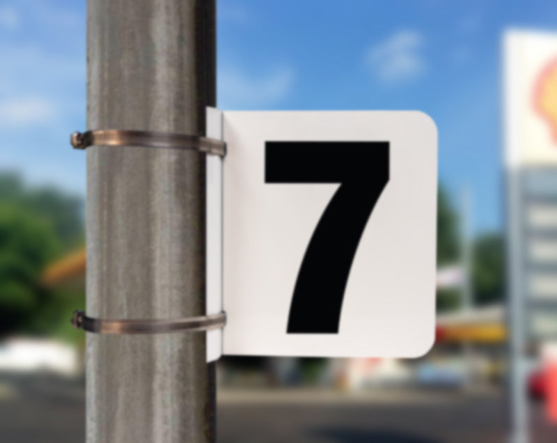 Pump Number Sign- Black on White, "7" — UnitedSign