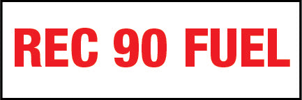 "Rec 90 Fuel" Pump Decal_Red on White — UnitedSign