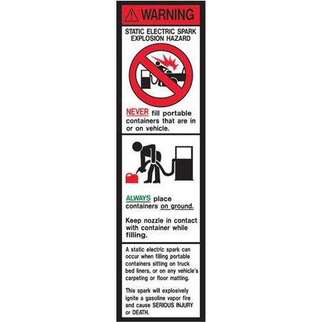WARNING Explosion Hazard- 2.5"w x 9"h Decal — UnitedSign