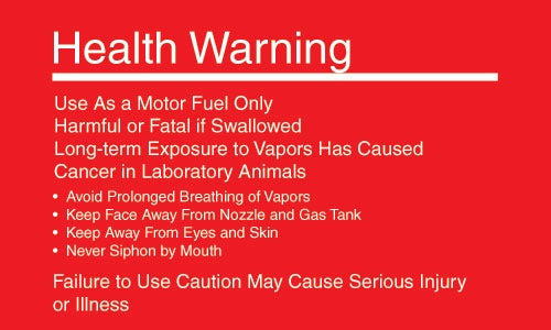 Gasoline Health Warning- 5"w x 3"h Decal — UnitedSign