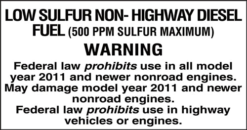 "Low Sulfur Non-Highway Diesel" Decal — UnitedSign