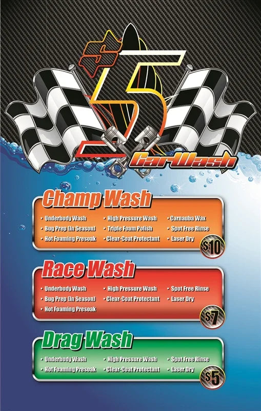 $5 Hot-Rod Wash- Windmaster Menu Insert — UnitedSign