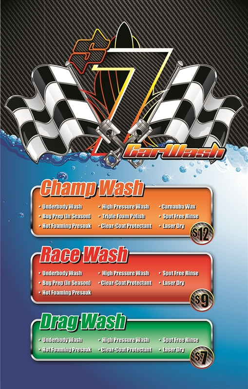$7 Hot-Rod Wash- Windmaster Menu Insert — UnitedSign